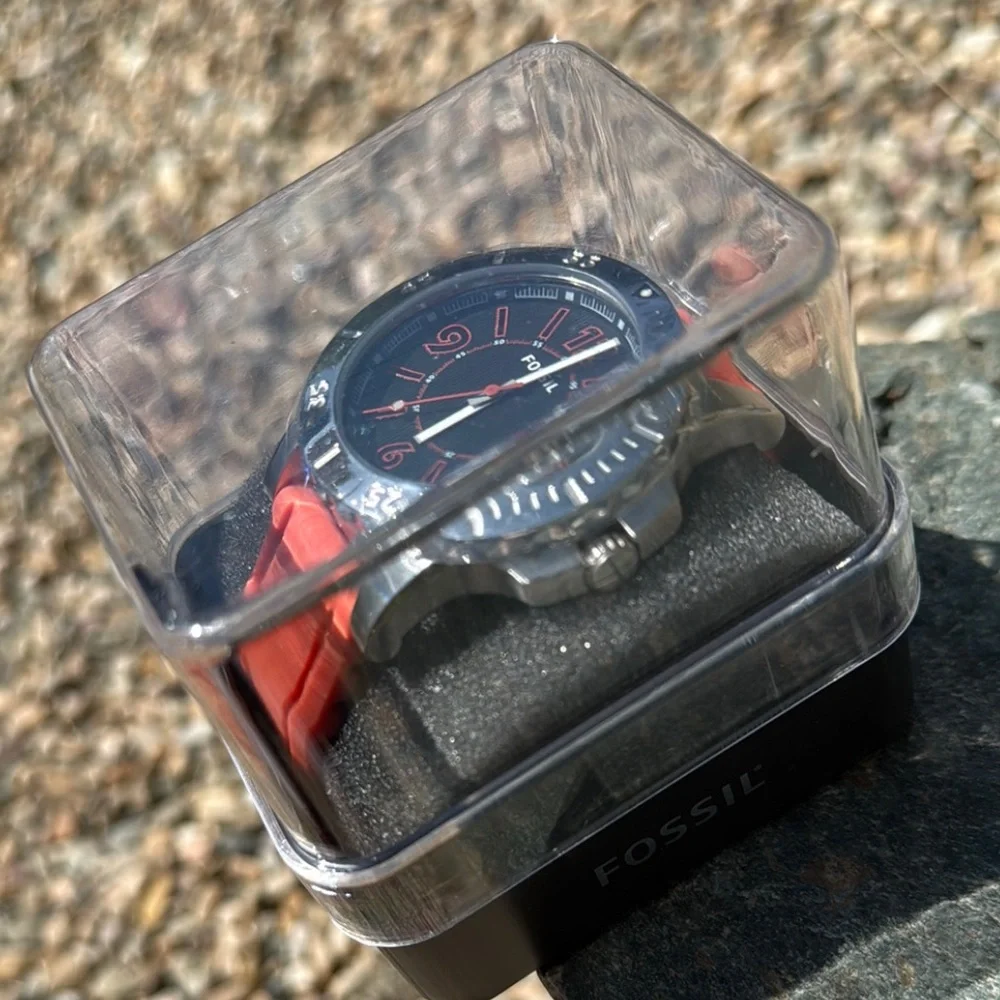 Fossil | Accessories | Fossil Watch With Vibrant Orange Strap And Black ...